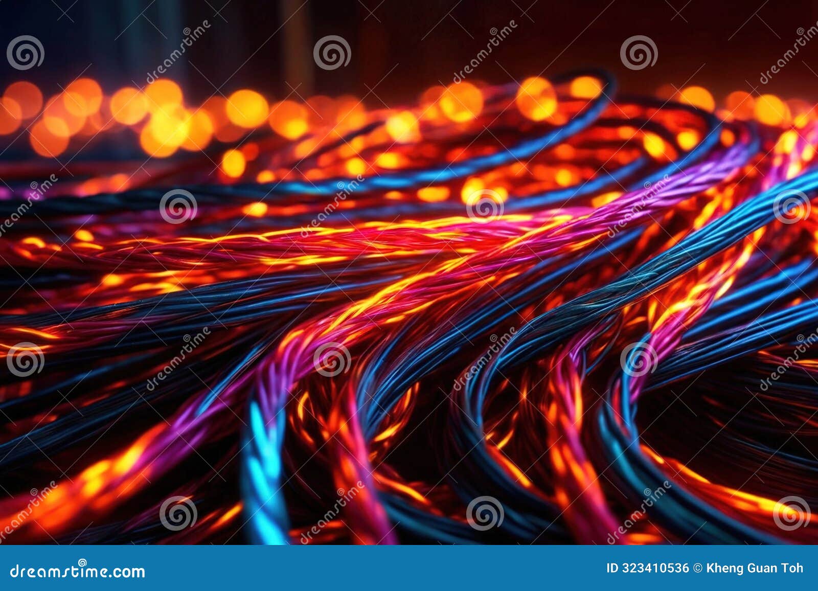 Glowing Colorful Data Communication Cables, ICT Wires for Technology ...