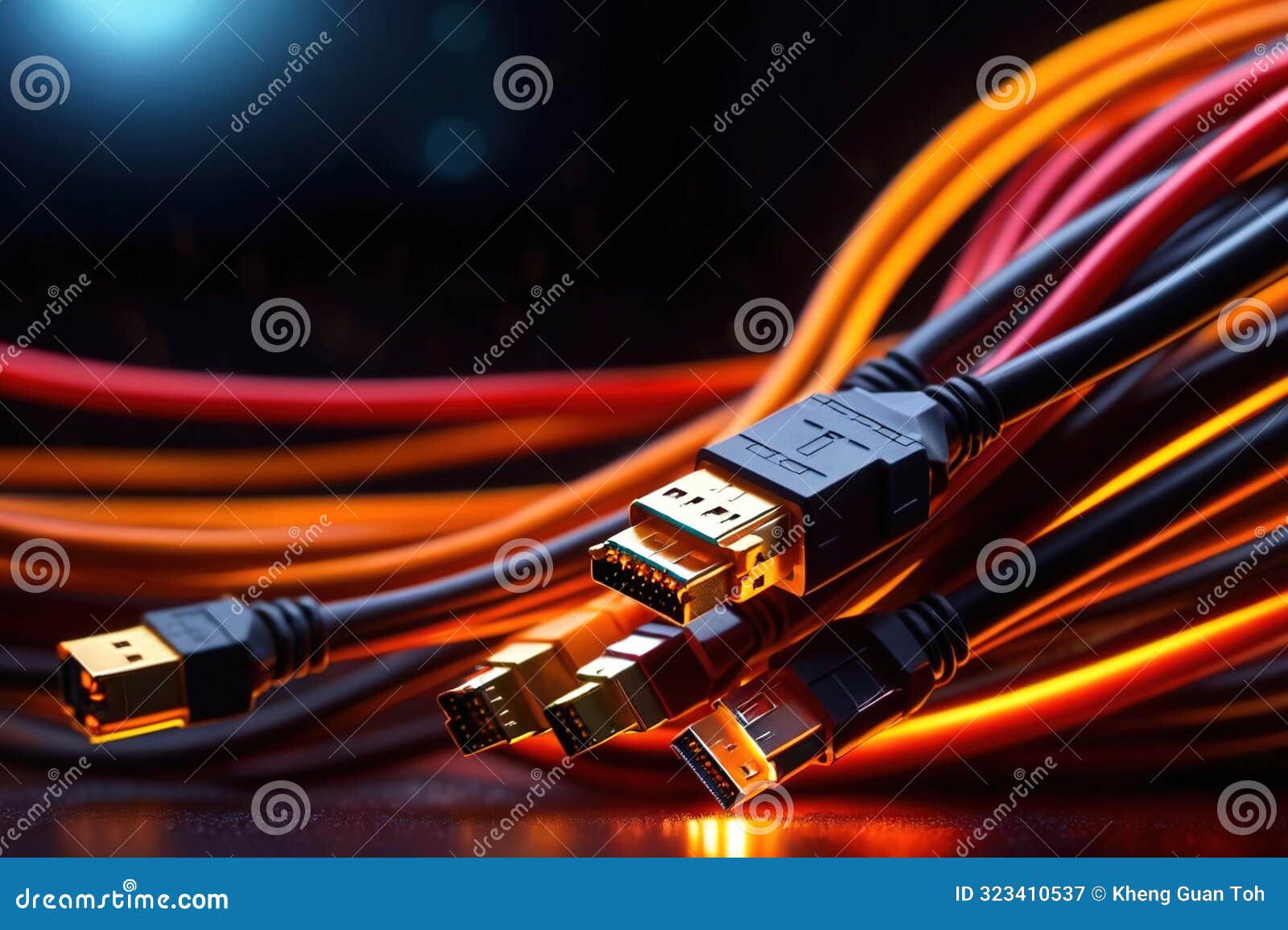 Glowing Colorful Data Communication Cables, ICT Wires for Technology ...
