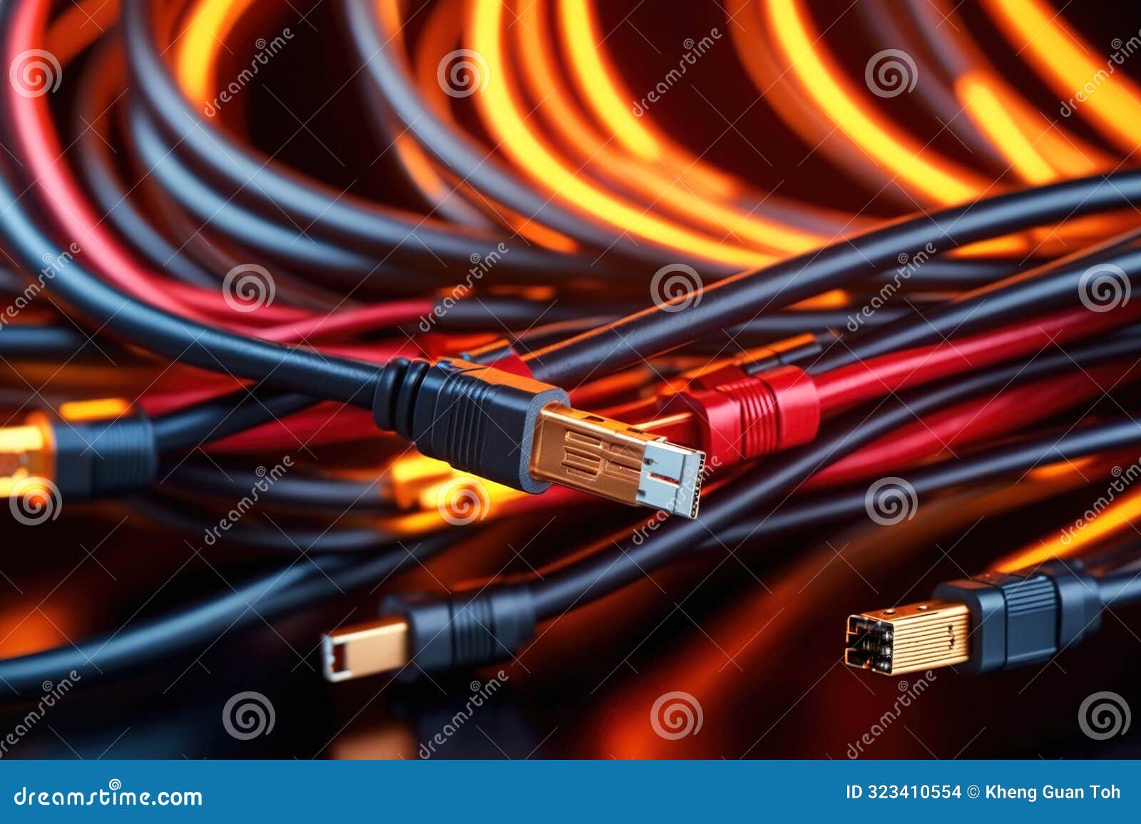 Glowing Colorful Data Communication Cables, ICT Wires for Technology ...