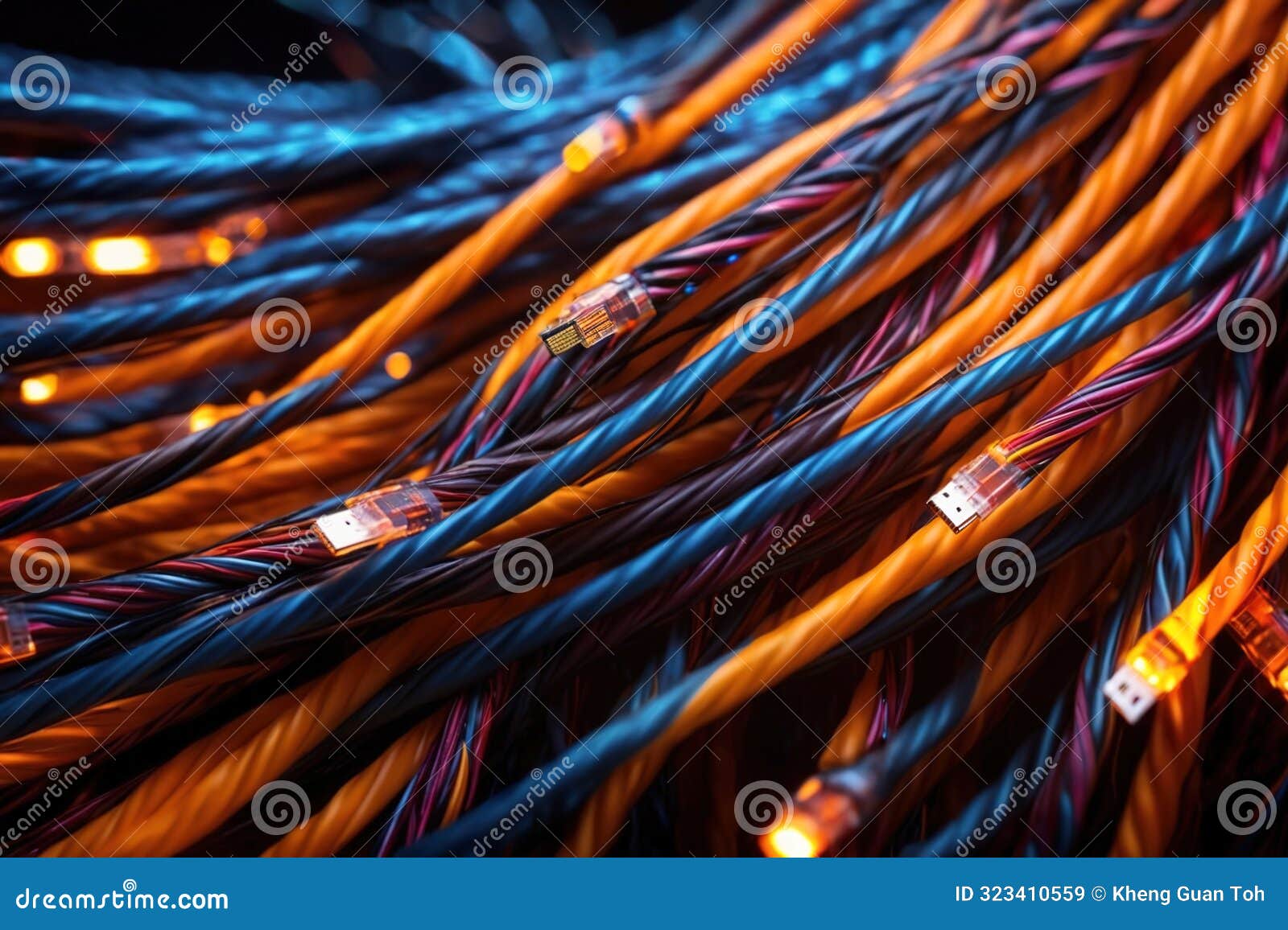 Glowing Colorful Data Communication Cables, ICT Wires for Technology ...