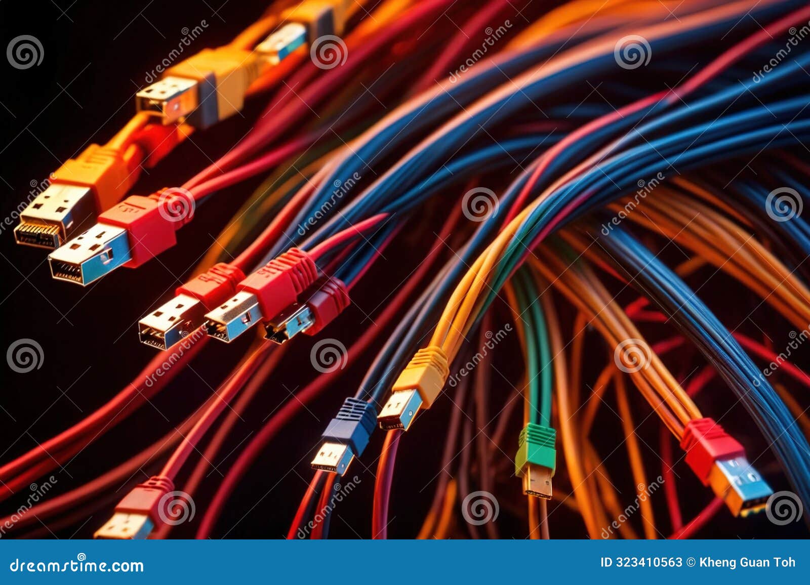 Glowing Colorful Data Communication Cables, ICT Wires for Technology ...