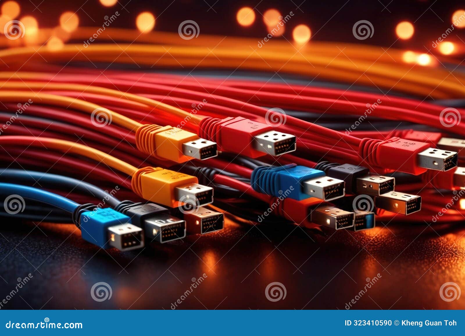 Glowing Colorful Data Communication Cables, ICT Wires for Technology ...