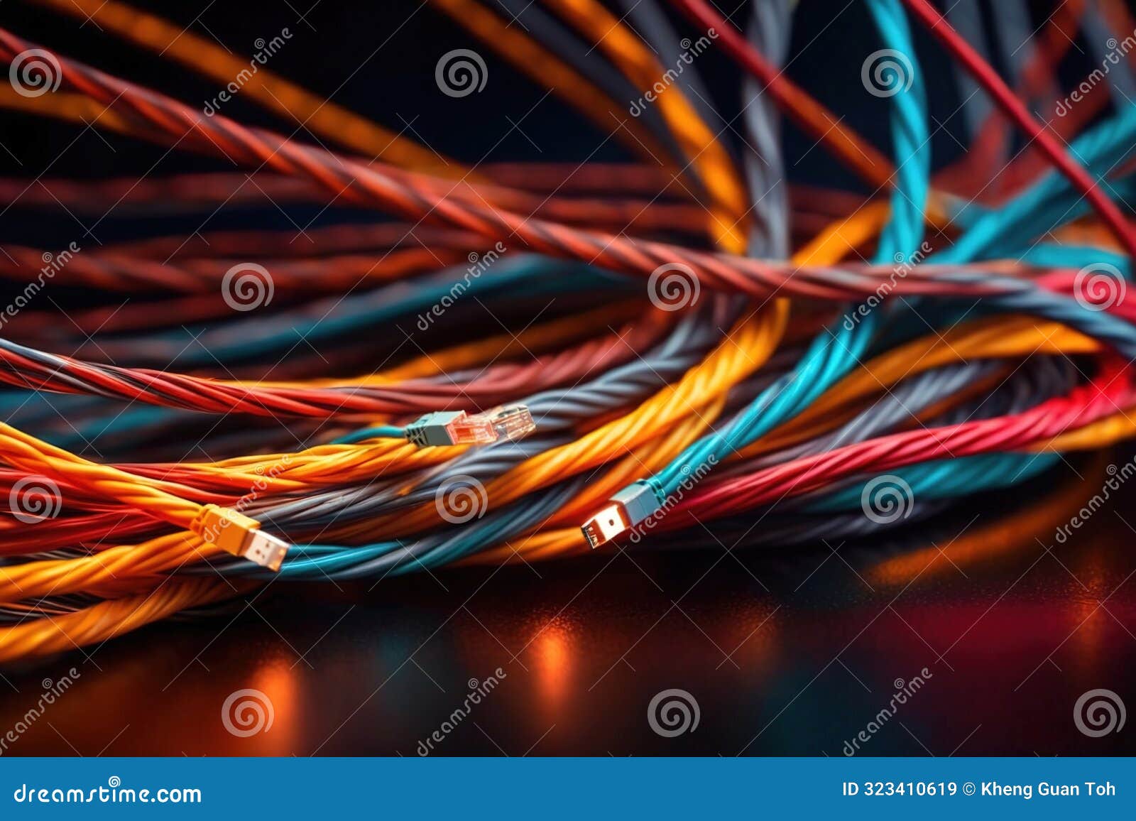 Glowing Colorful Data Communication Cables, ICT Wires for Technology ...