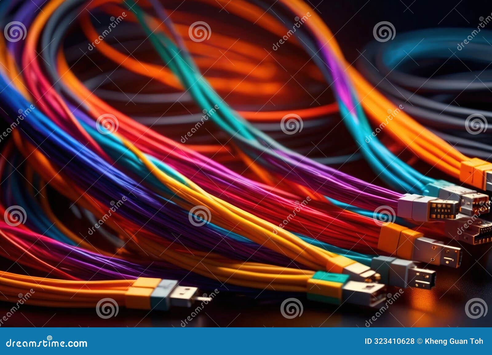 Glowing Colorful Data Communication Cables, ICT Wires for Technology ...