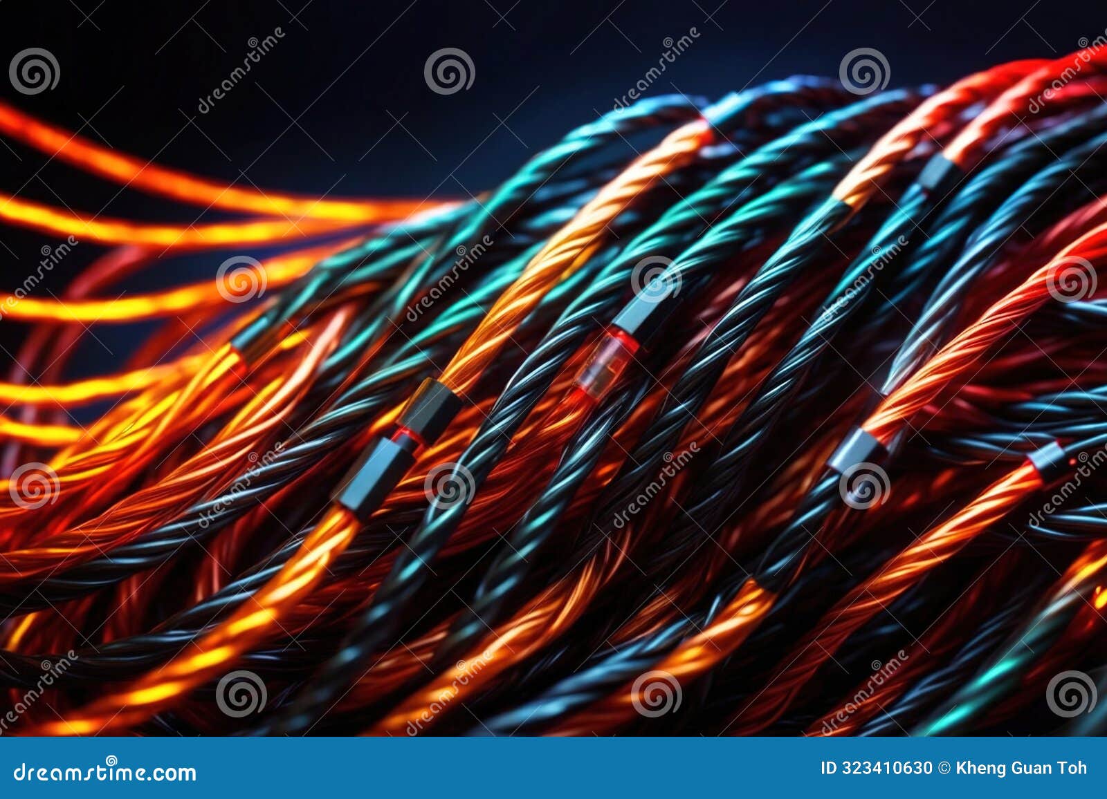 Glowing Colorful Data Communication Cables, ICT Wires for Technology ...
