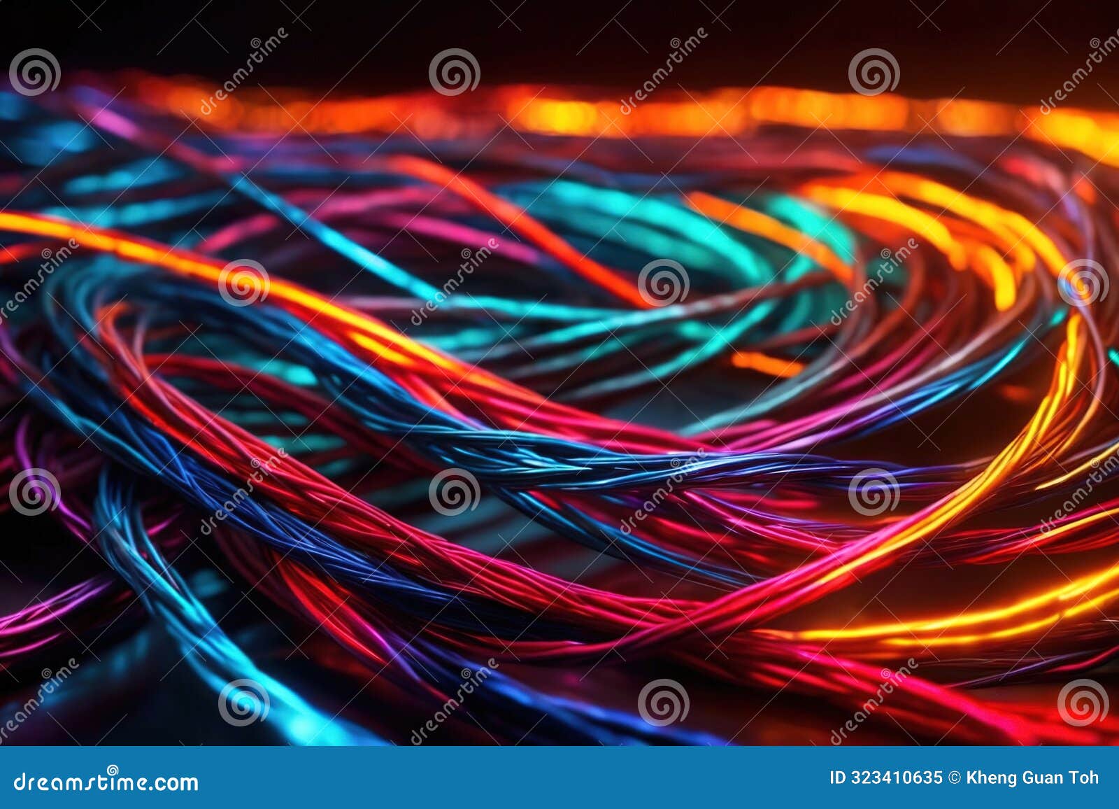 Glowing Colorful Data Communication Cables, ICT Wires for Technology ...