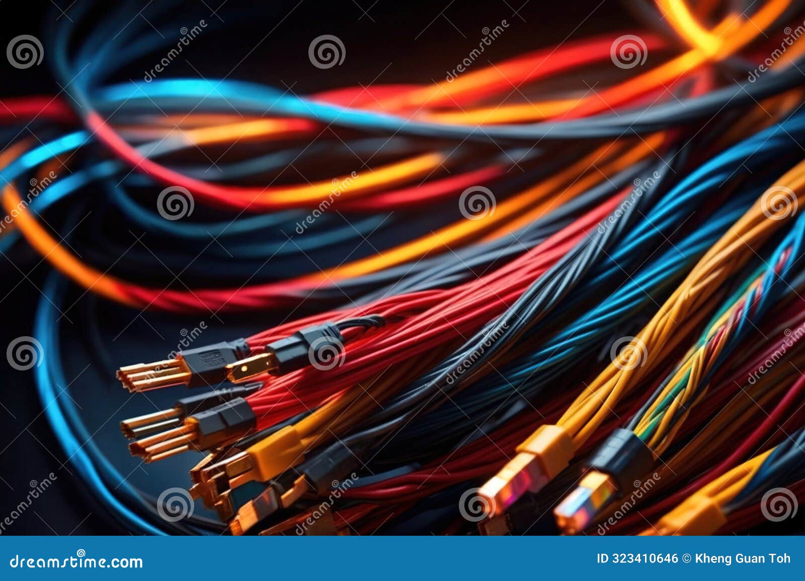 Glowing Colorful Data Communication Cables, ICT Wires for Technology ...