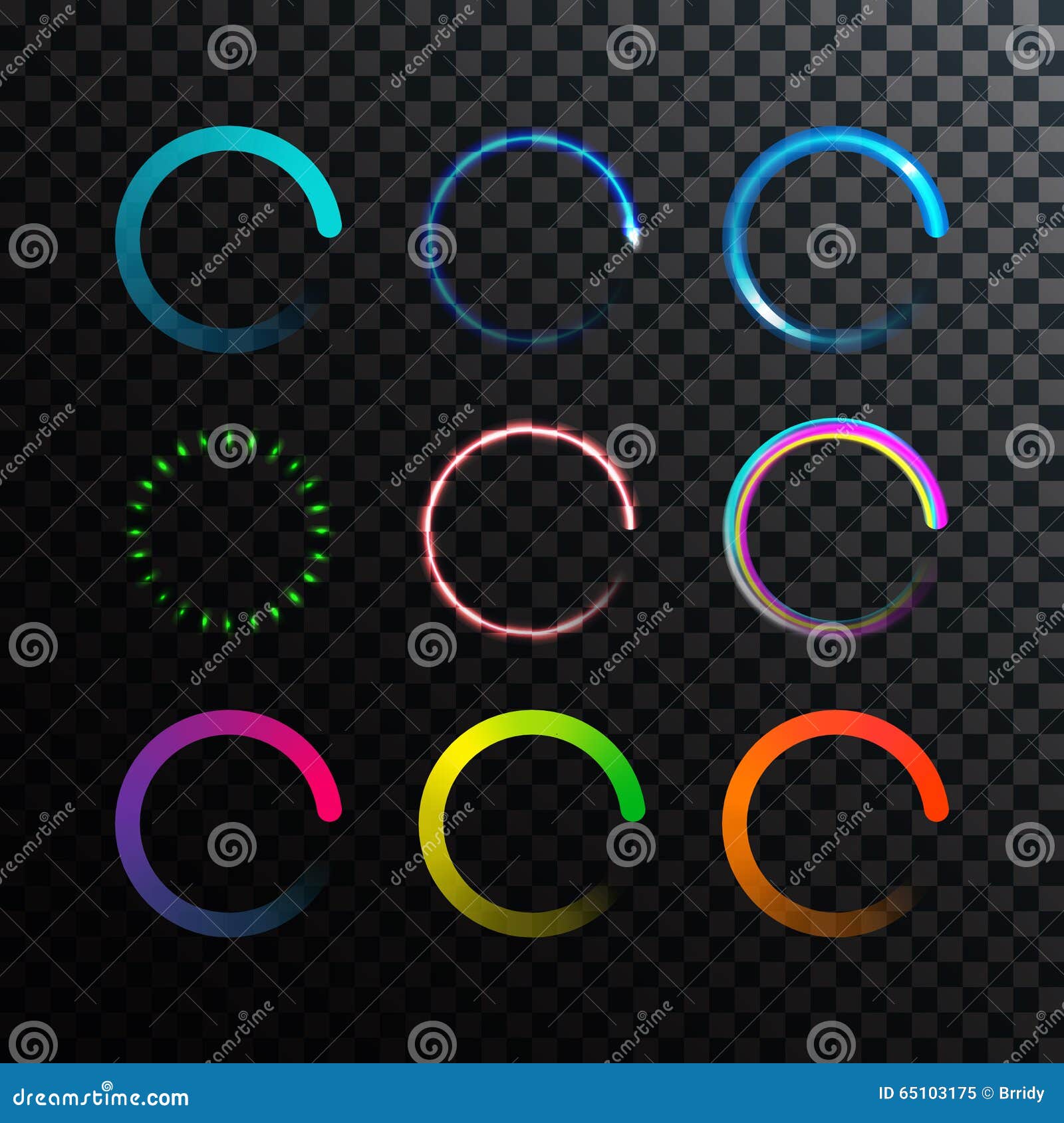 Glowing Colorful Loaders Set Stock Vector - Illustration of downloading ...