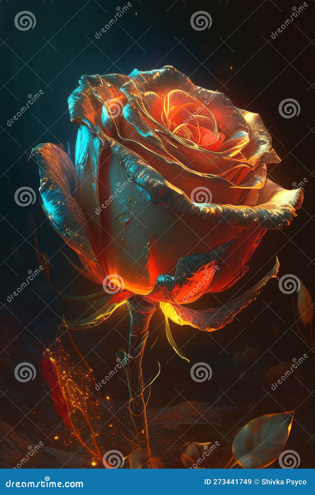 A Glowing Colorful Magical Chromatic Rose Generative AI Stock ...