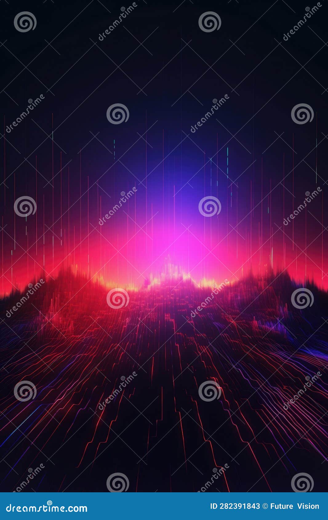 Glowing Colourful Interference Lines and Lights on Black, Created Using ...