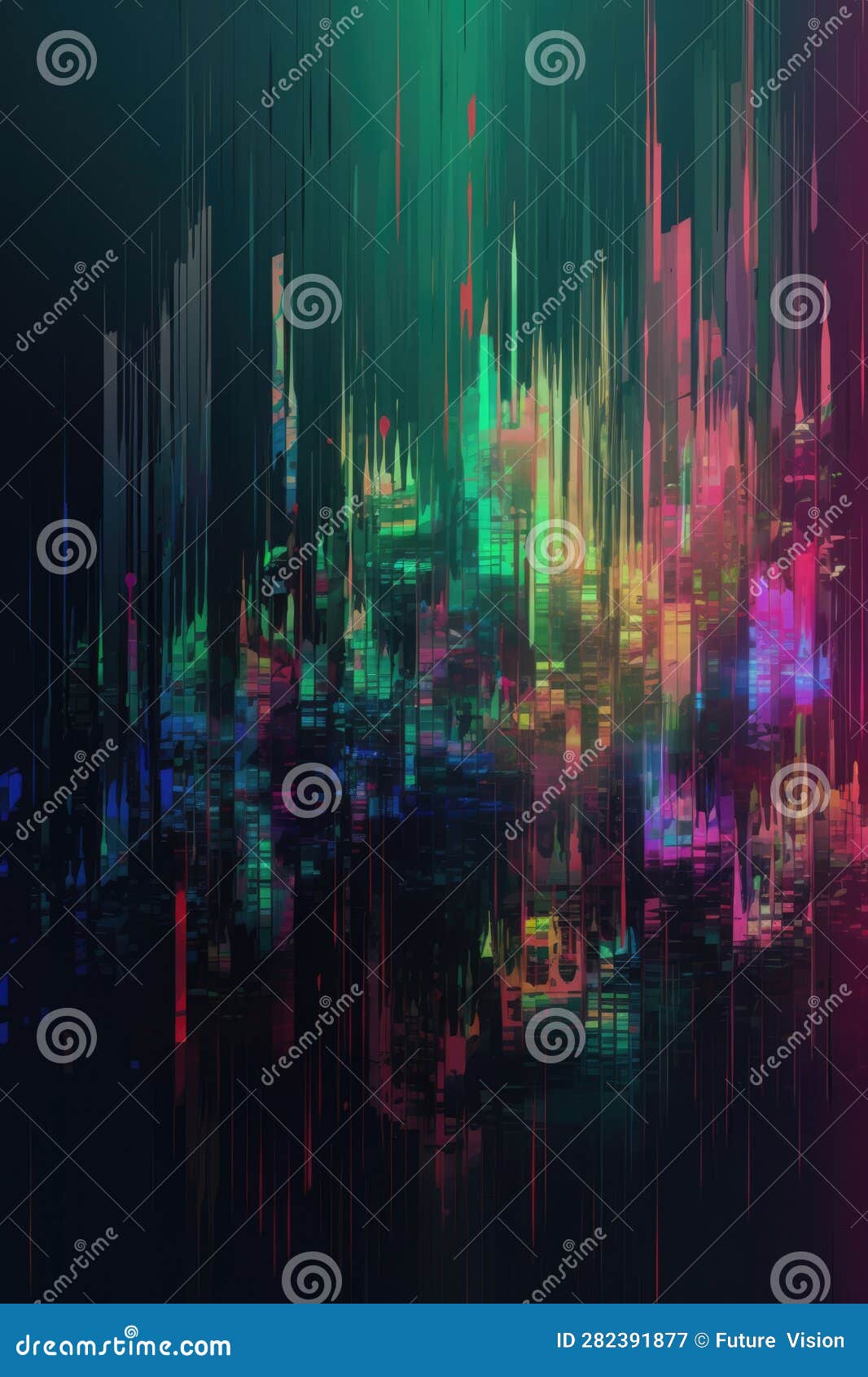 Glowing Colourful Interference Lines and Pixels on Black, Created Using ...