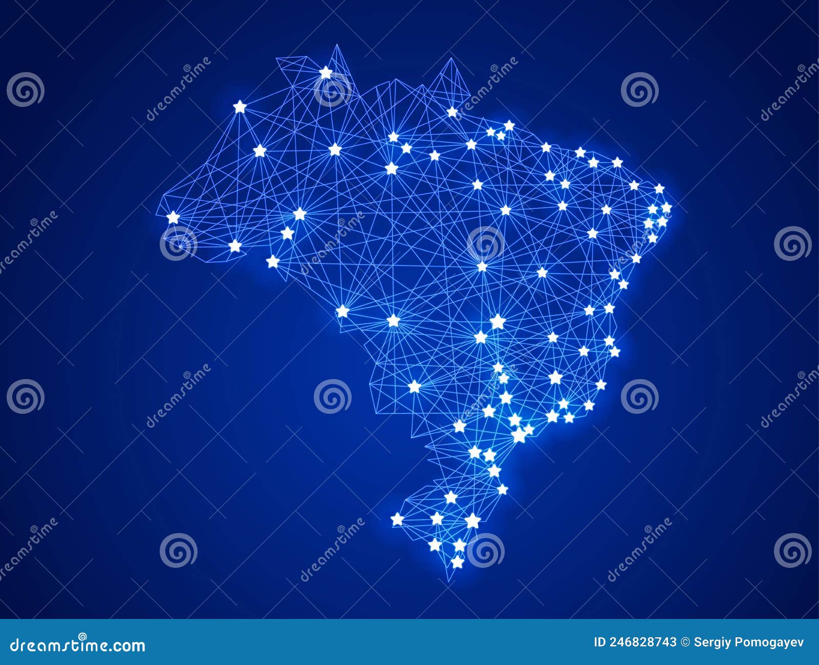 Glowing Communication Network Map of Brazil Stock Vector - Illustration ...