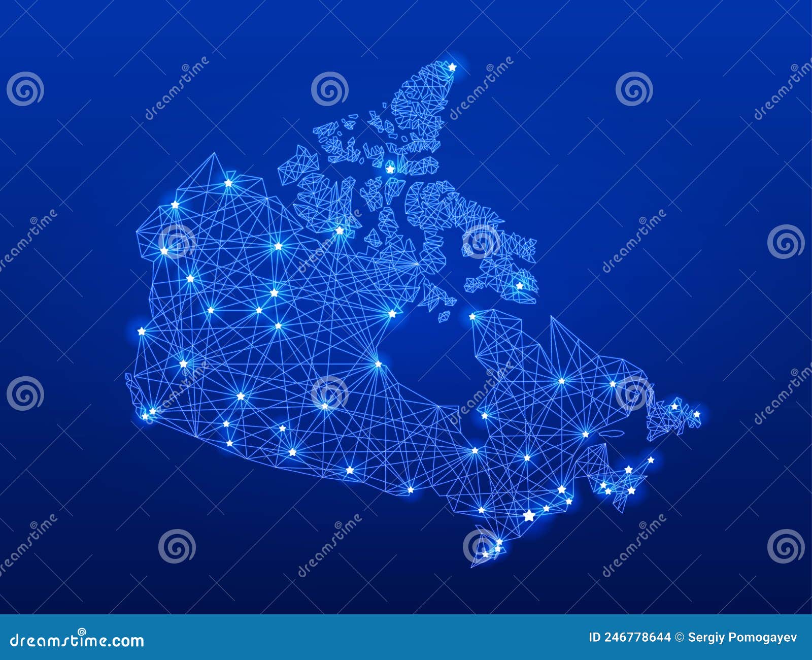 Glowing Communication Network Map of Canada Stock Vector - Illustration ...