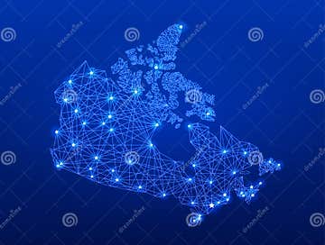 Glowing Communication Network Map of Canada Stock Vector - Illustration ...