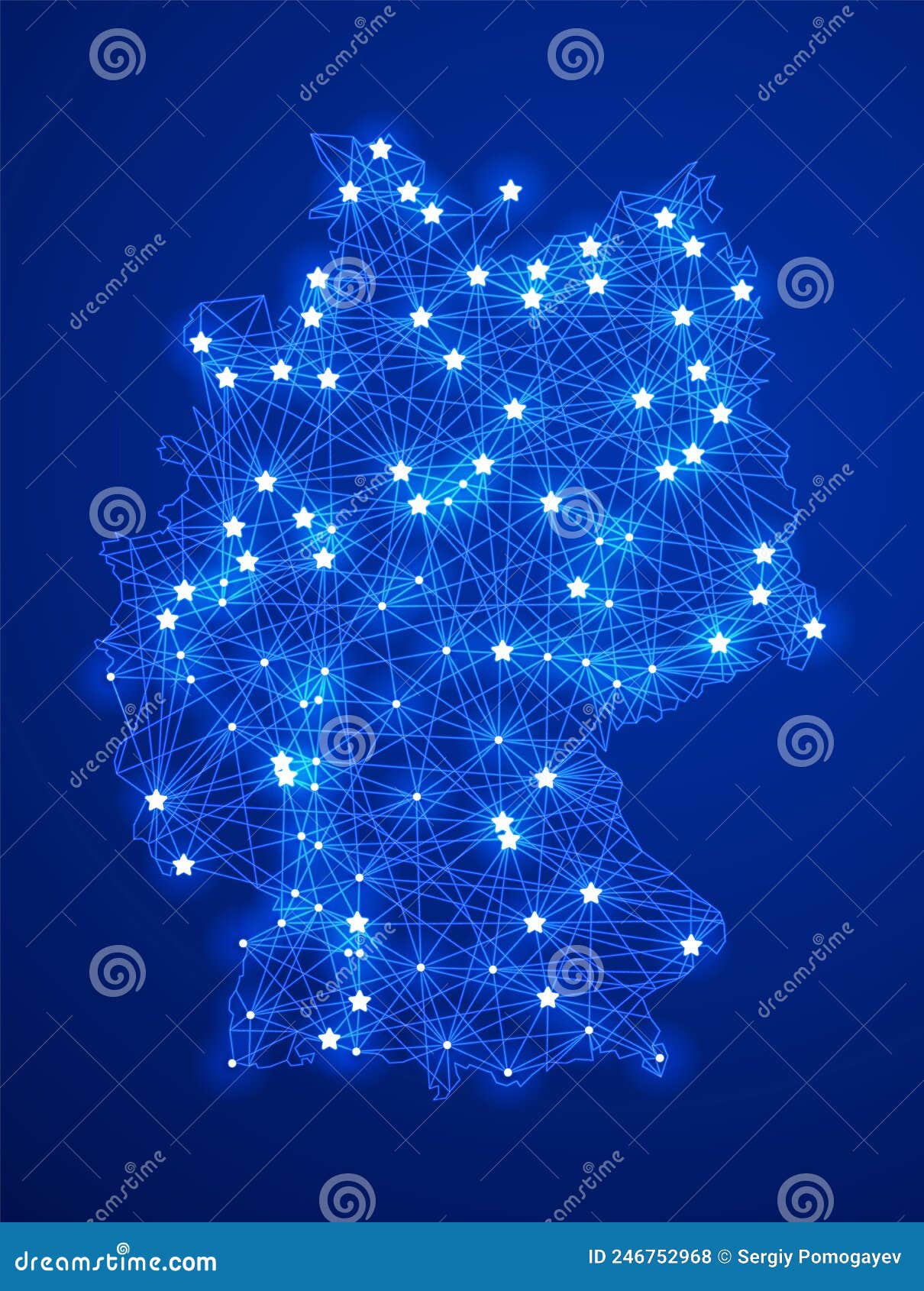 Glowing Communication Network Map of Germany Stock Vector ...