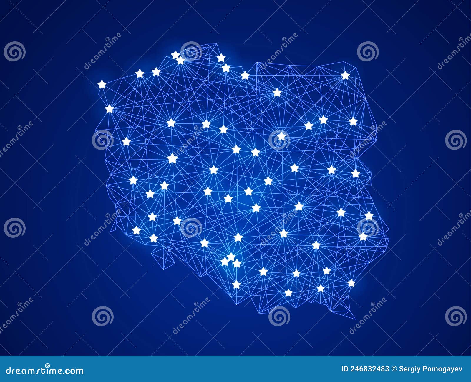 Glowing Communication Network Map of Poland Stock Vector - Illustration ...