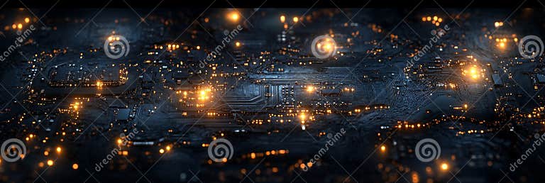 Glowing Computer Chip Abstract Technology Background with Digital ...