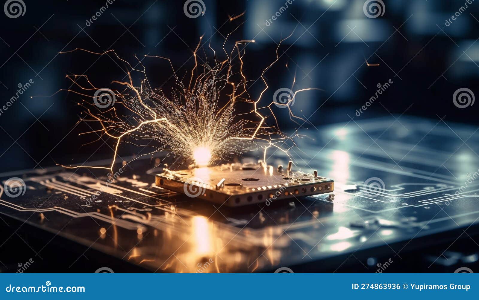 Glowing Computer Chip Ignites Futuristic Technology Industry Generated ...