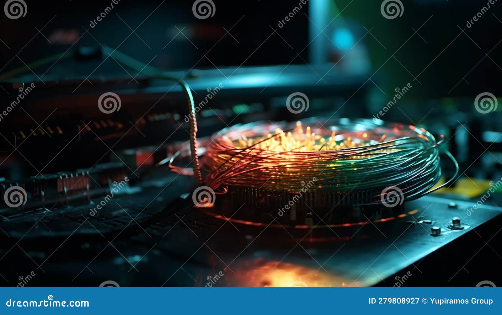 Glowing Computer Chip Part of Complex Semiconductor Manufacturing ...