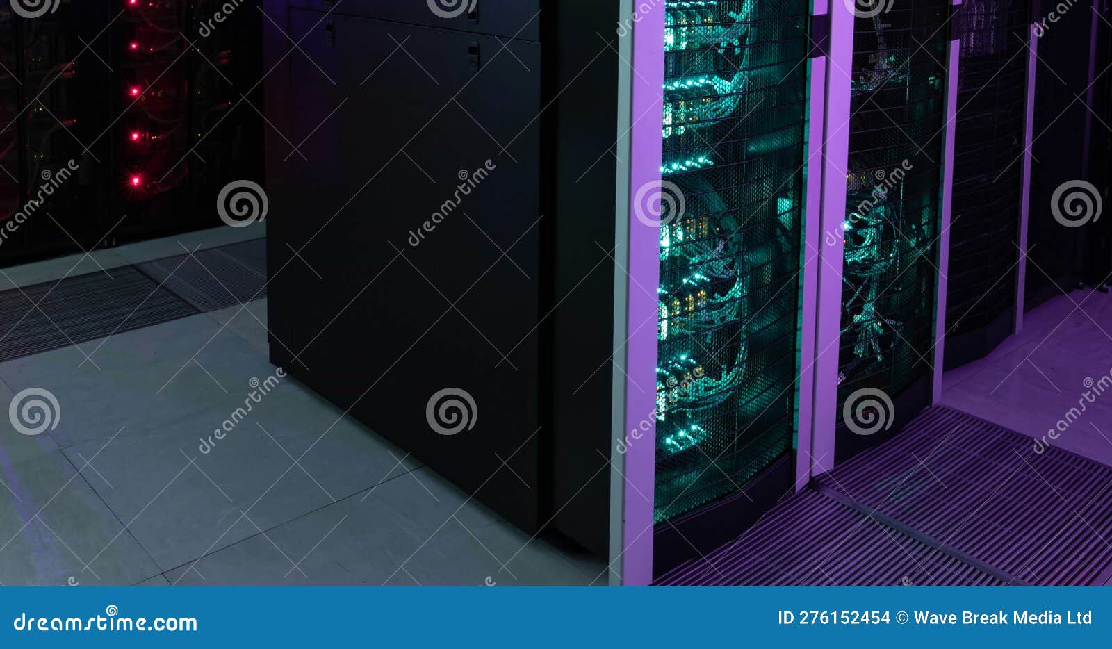 Glowing Computer Servers in a Dark Computer Server Room Stock Photo ...