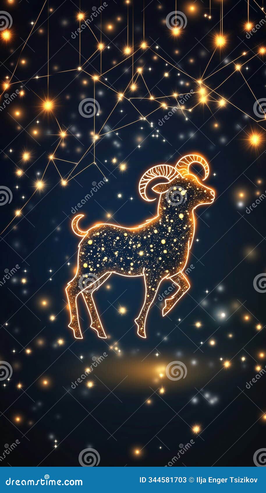 Glowing Constellation of Aries the Ram Amidst a Twinkling Night Sky ...