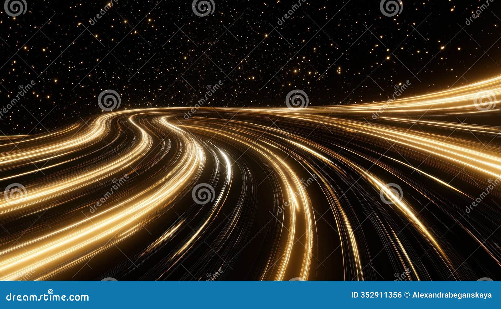 Glowing Cosmic Pathways: Abstract Light Trails Across a Starry Sky ...