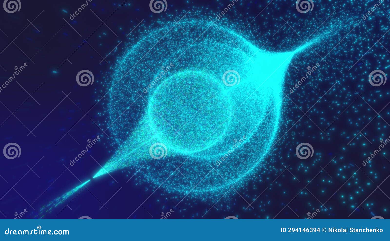 A Glowing Cosmic Sphere from a Micro Stream of Blue-colored. Quantum ...