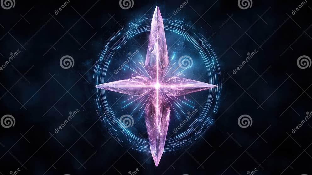 Glowing Cosmic Star Compass in Space Stock Illustration - Illustration of technology, space ...