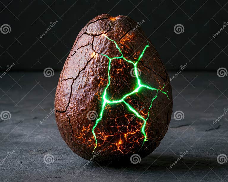 Glowing Cracked Egg-Shaped Rock Stock Illustration - Illustration of ...