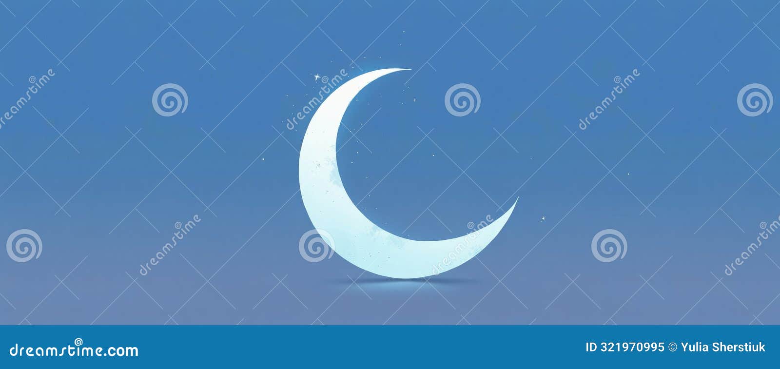 A Glowing Crescent Moon is on a Blue Background. Stock Image - Image of ...