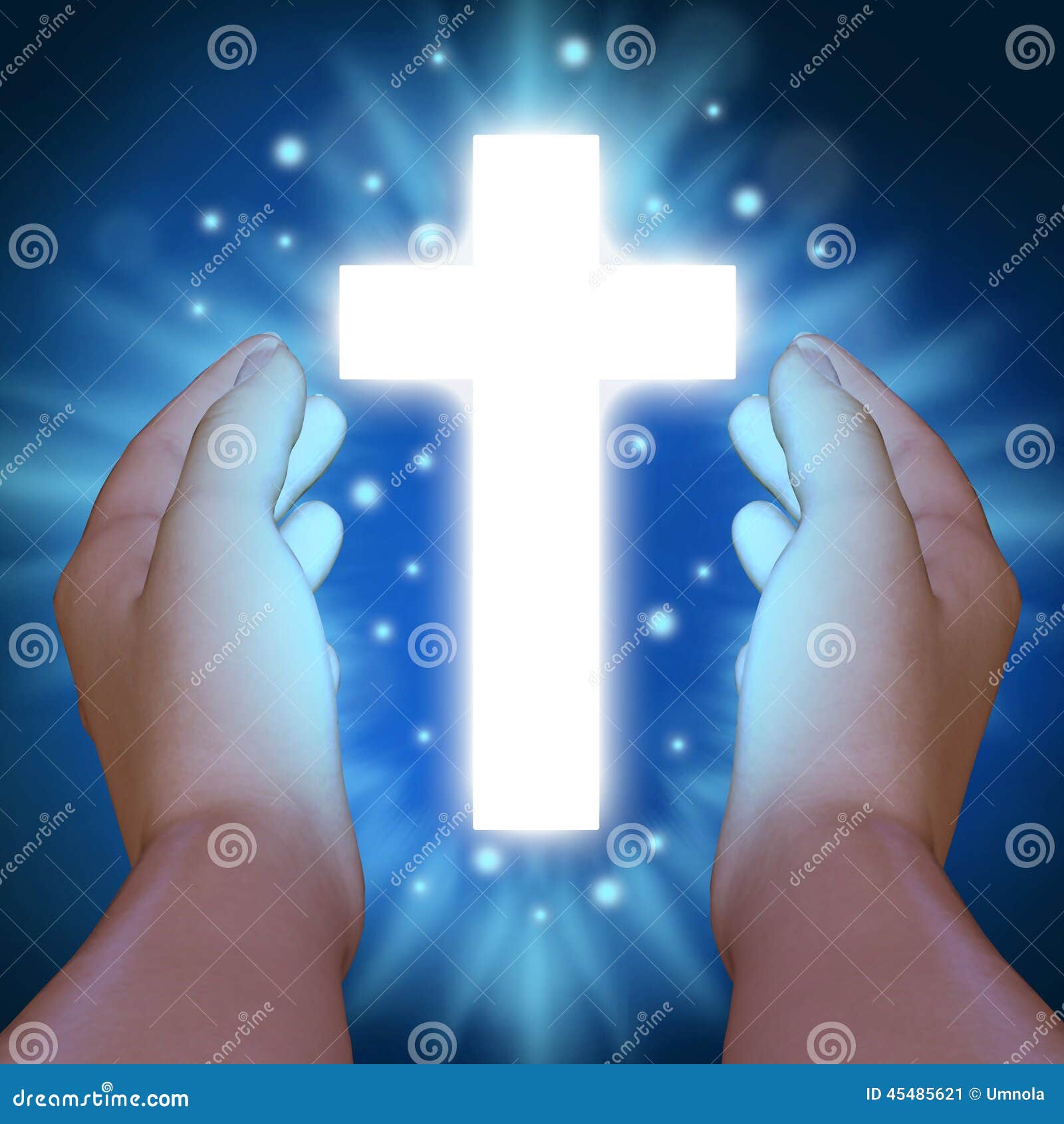 Glowing cross stock illustration. Illustration of person - 45485621