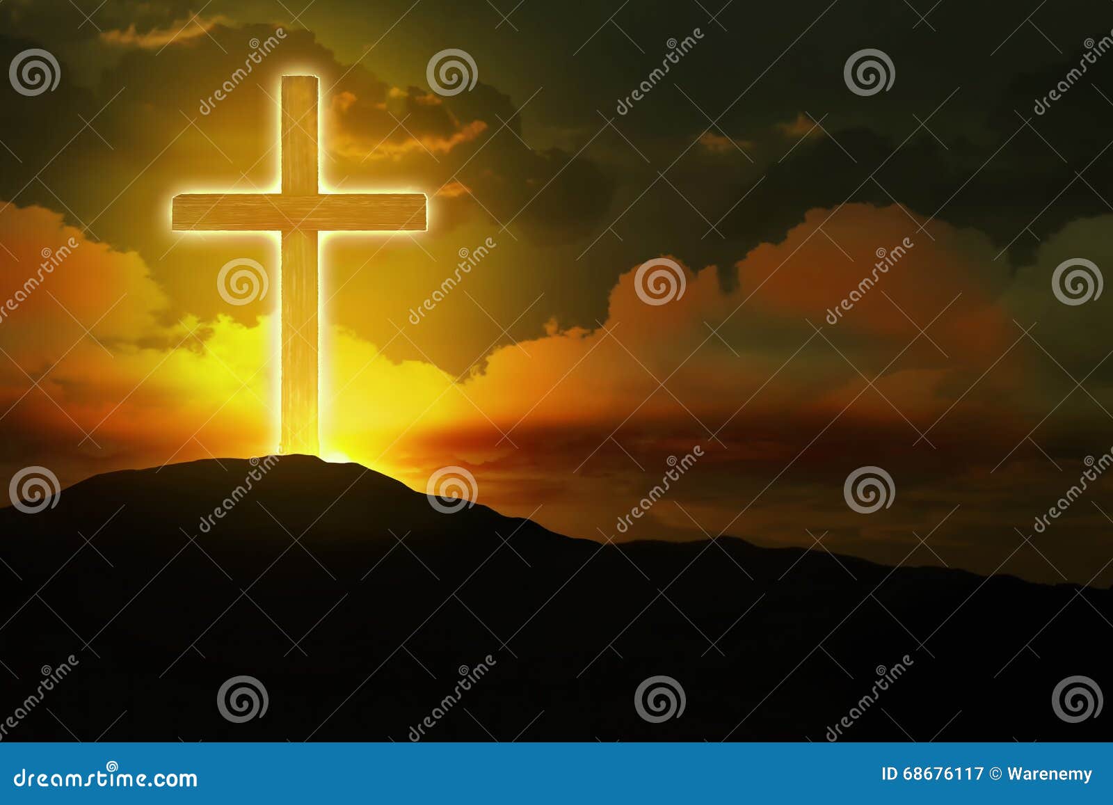 Glowing Cross stock image. Image of celebration, belief - 68676117