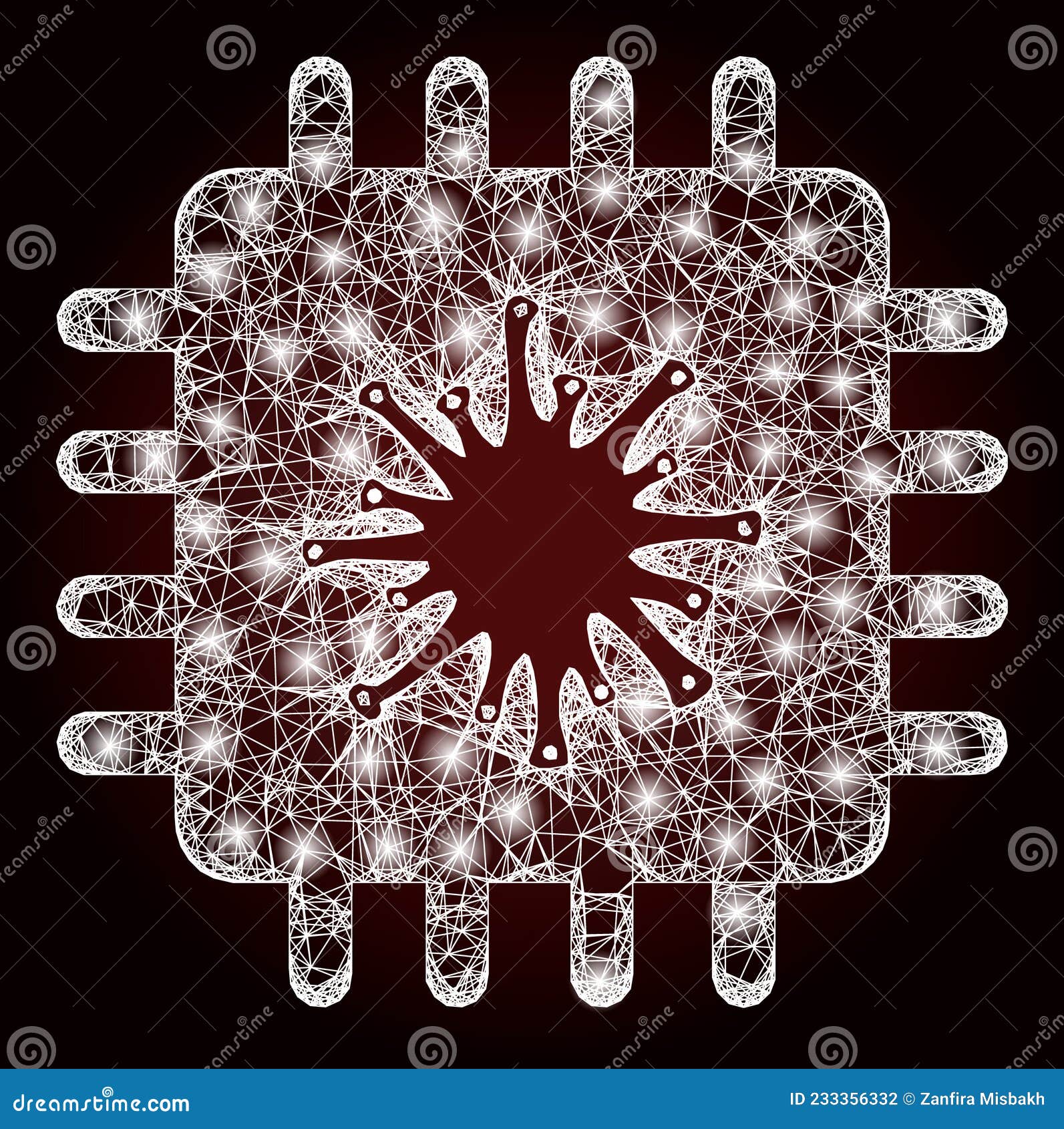 Shiny Hatched Mesh Infected Chip with Lightspots Stock Vector ...
