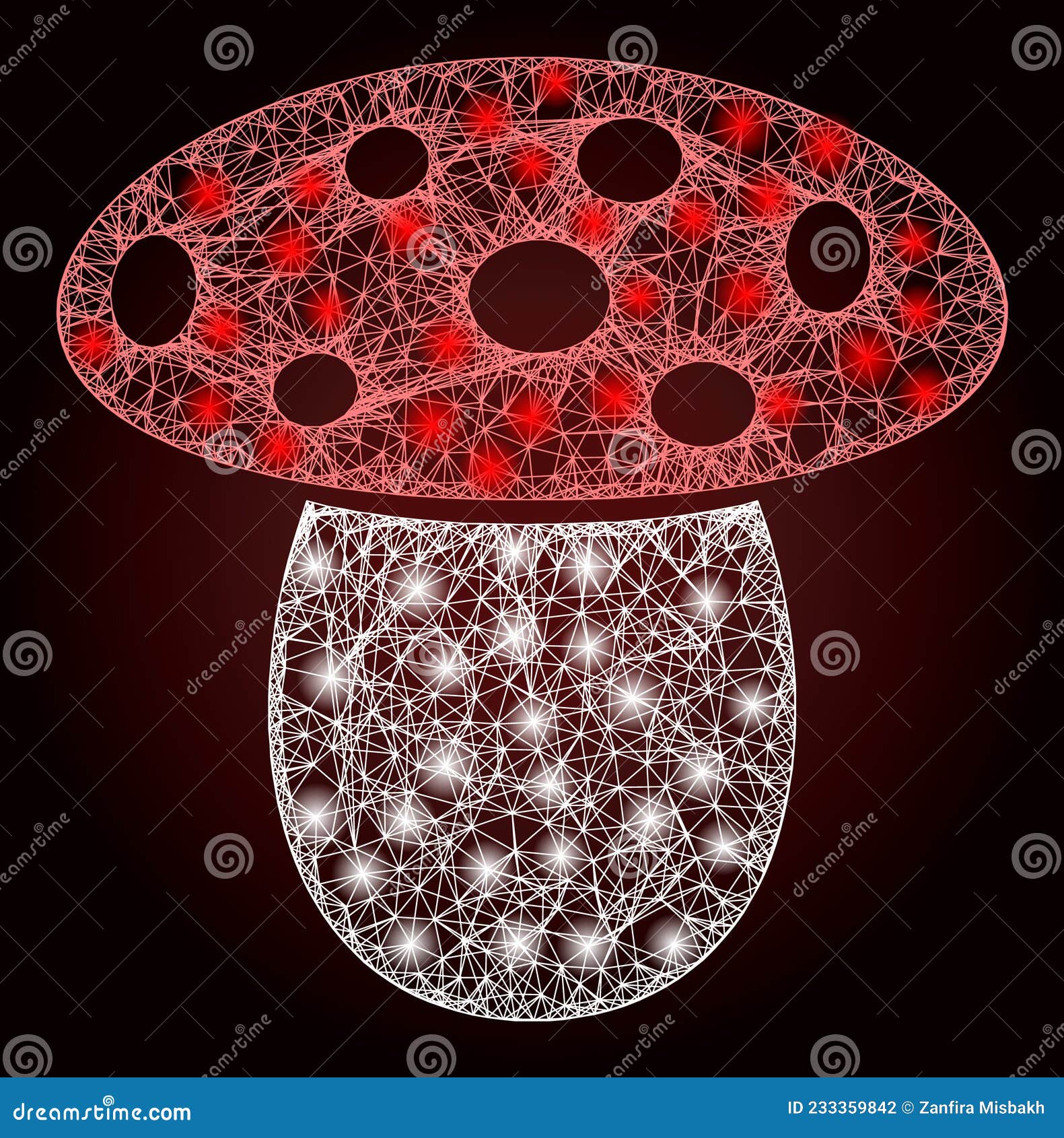 Flare Linear Mesh Mushroom with Light Spots Stock Vector - Illustration ...