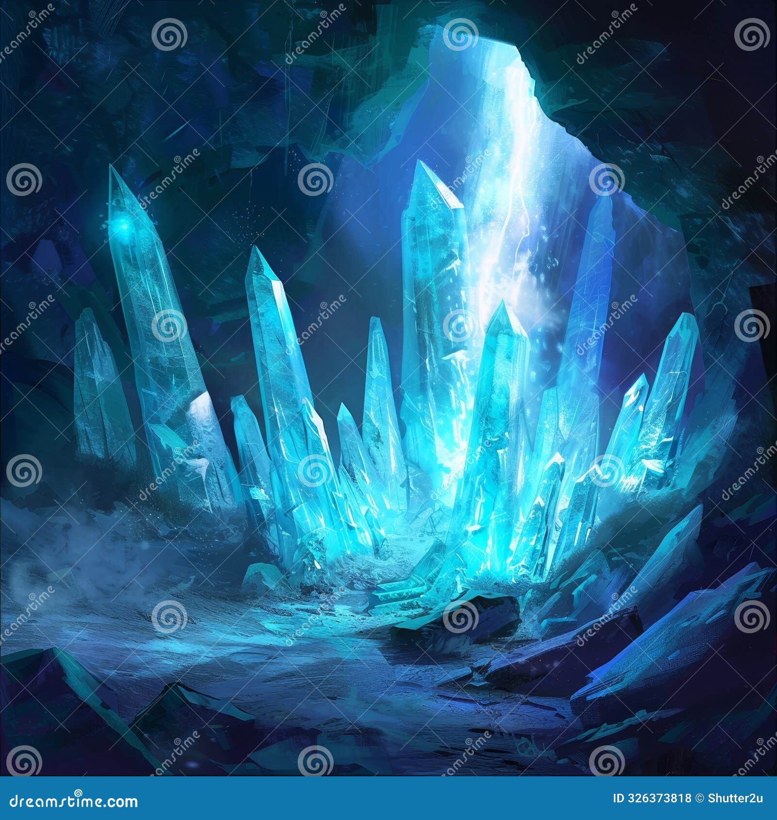 Glowing Crystal Cavern Hidden Deep Underground Stock Photography ...