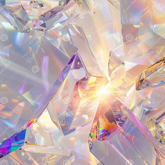 Glowing Crystals Cast a Prismatic Light Show Stock Illustration ...