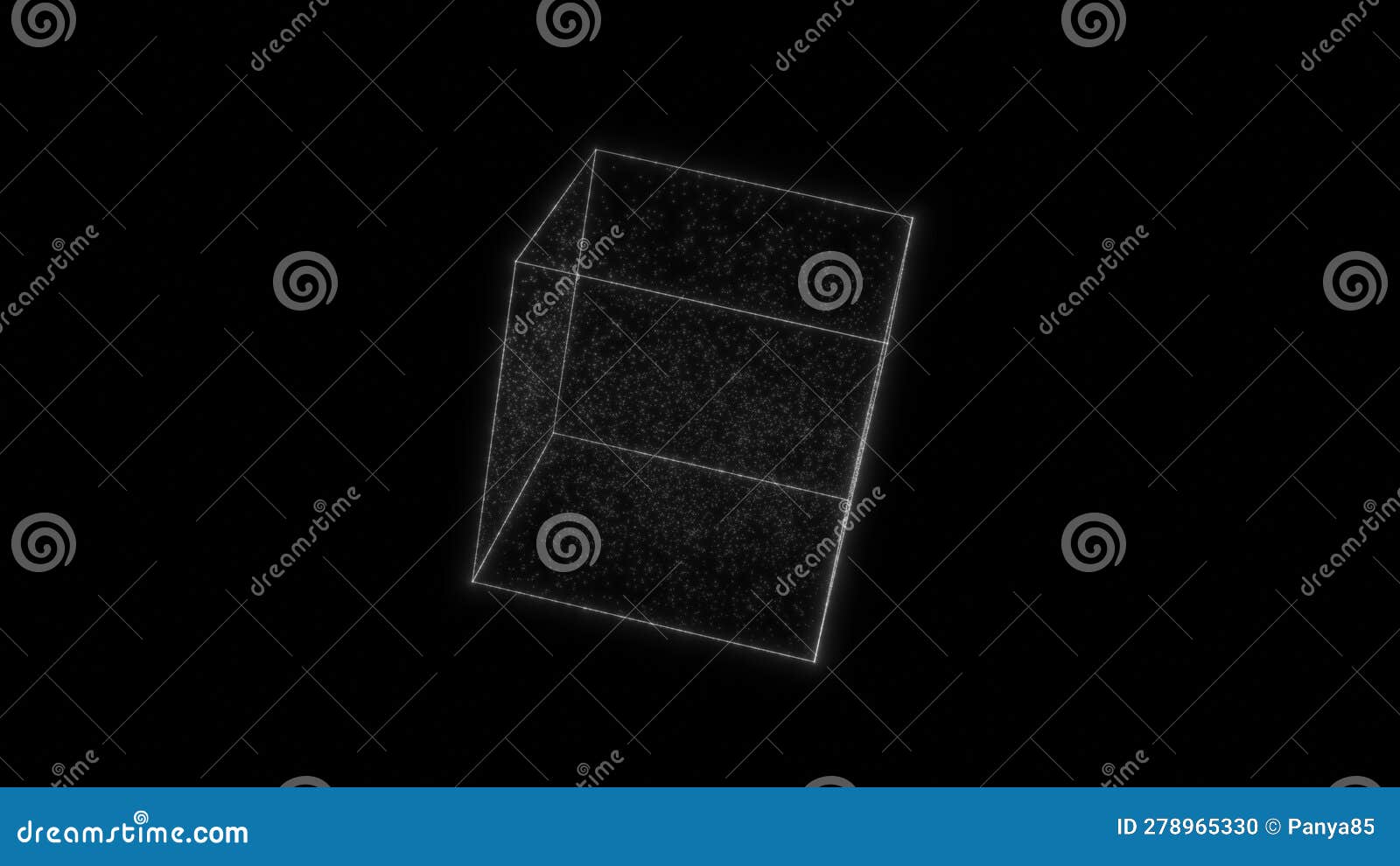 Glowing Cube HUD Element. Container with Particles Stock Illustration ...