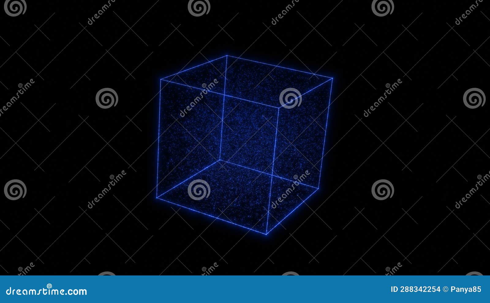 Glowing Cube HUD Element. Container with Particles Stock Illustration ...
