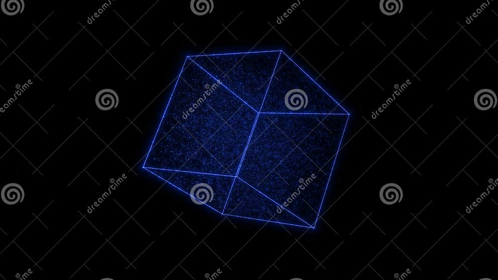 Glowing Cube HUD Element. Container with Particles Stock Illustration ...