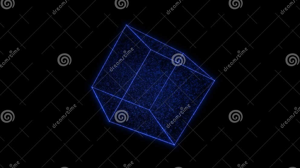 Glowing Cube HUD Element. Container with Particles Stock Illustration ...