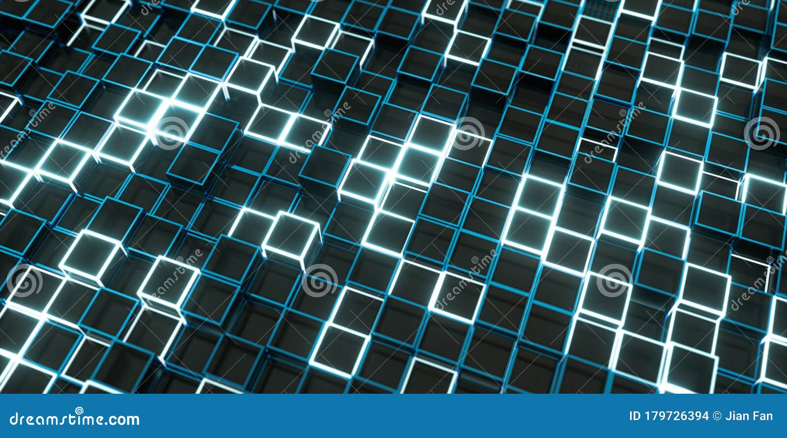 Glowing Cubes Block, Glass Material, 3d Rendering Stock Illustration ...