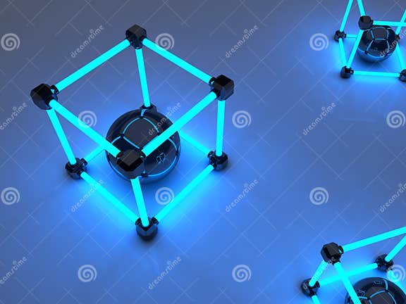 Glowing Cubes of Fluorescent Tubes. Abstract Stock Illustration ...