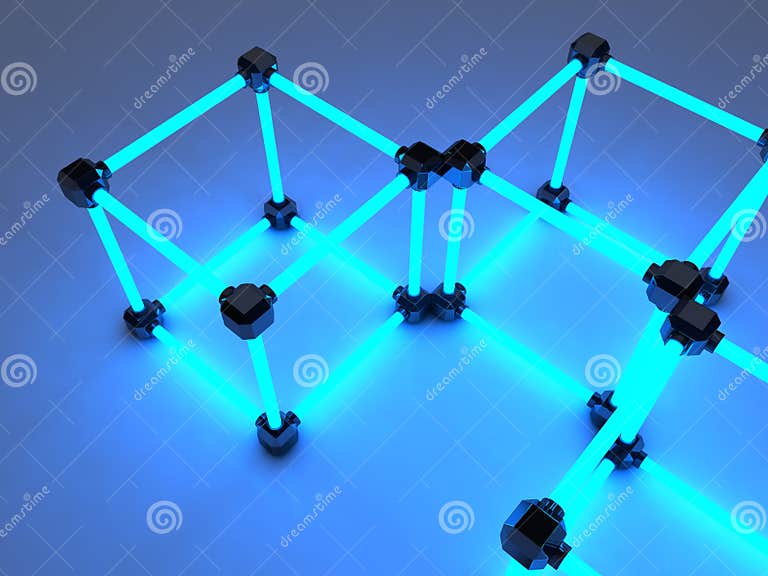 Glowing Cubes of Fluorescent Tubes. Abstract Stock Illustration ...