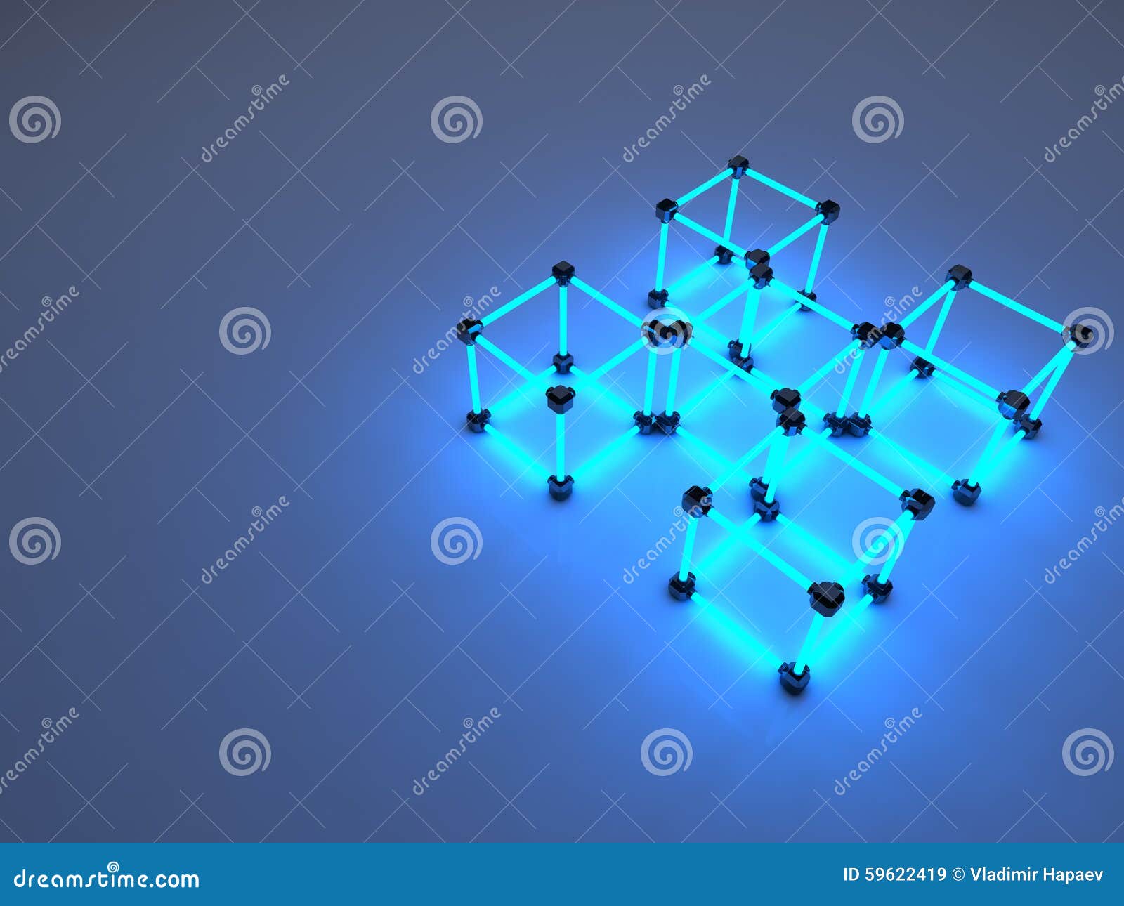 Glowing Cubes of Fluorescent Tubes. Abstract Stock Illustration ...