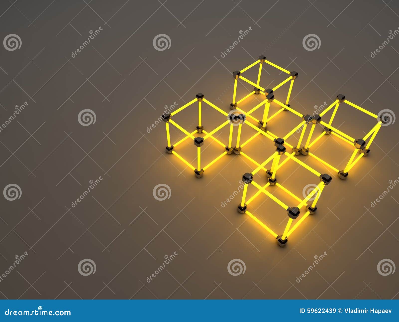 Glowing Cubes of Fluorescent Tubes. Abstract Stock Illustration ...