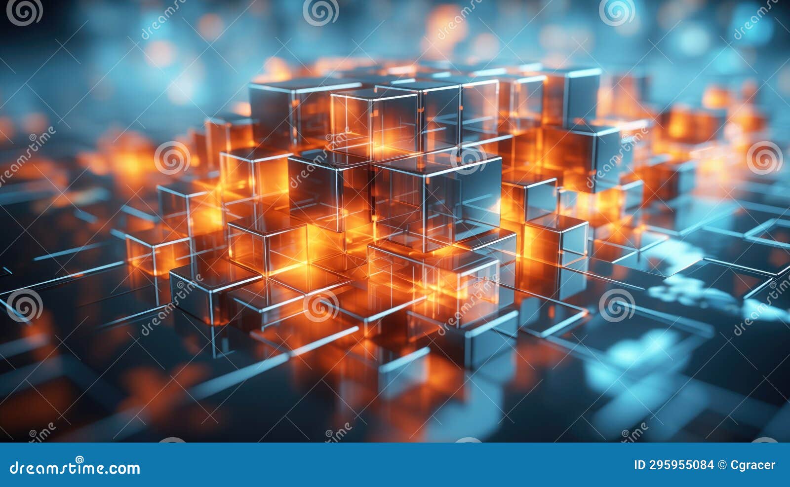 Glowing Cubes on a Sleek Grid: a Cutting-edge Background Design Stock ...
