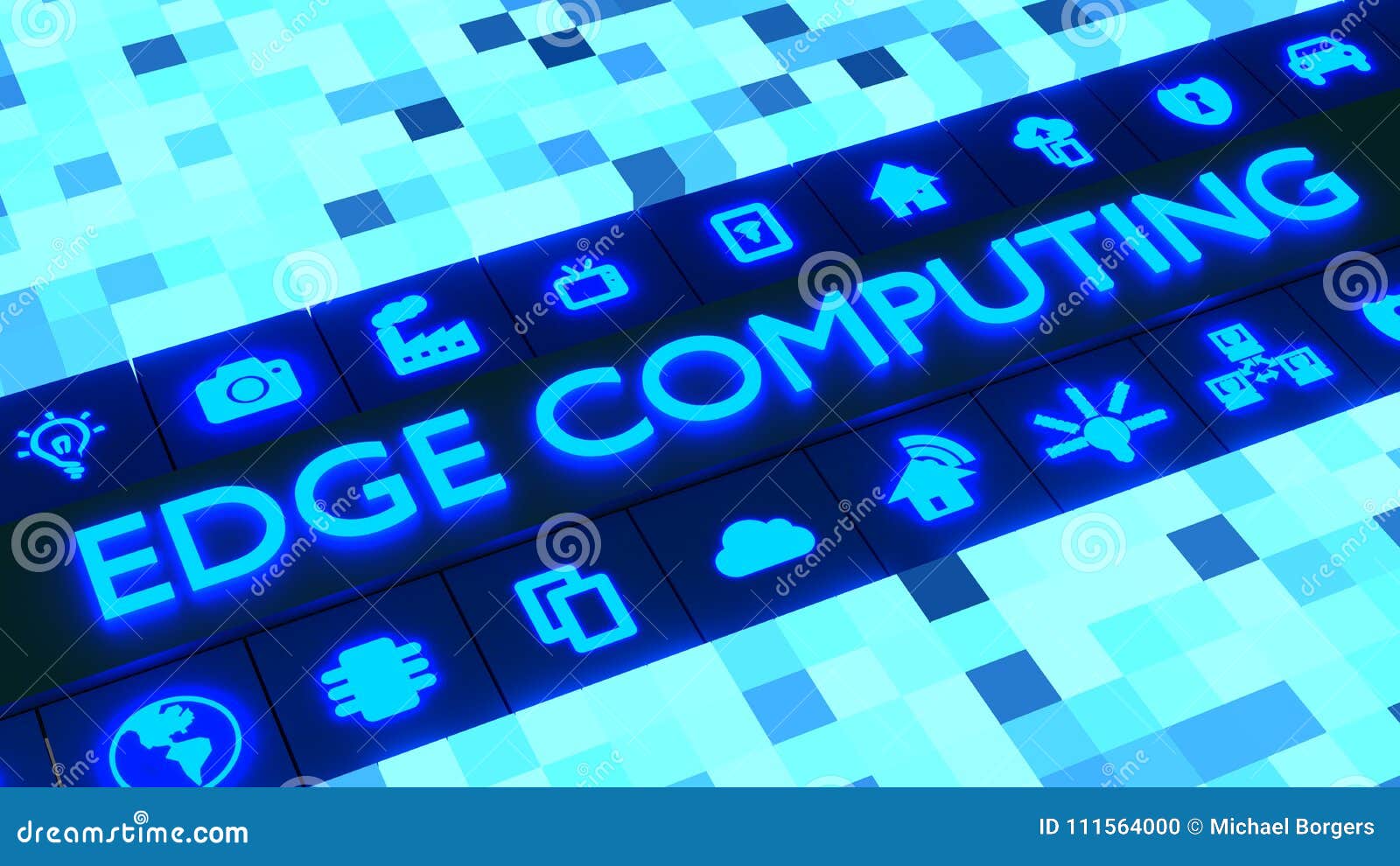 Glowing Cubic Landscape with the Word Edge Computing Surrounded Stock ...