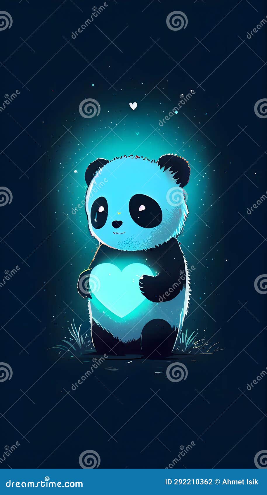 Glowing Cute Panda stock illustration. Illustration of sketch - 292210362
