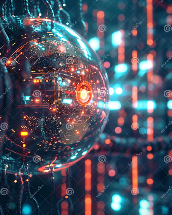 A Glowing Cybernetic Orb Interface Showcasing the Zenith of Artificial ...