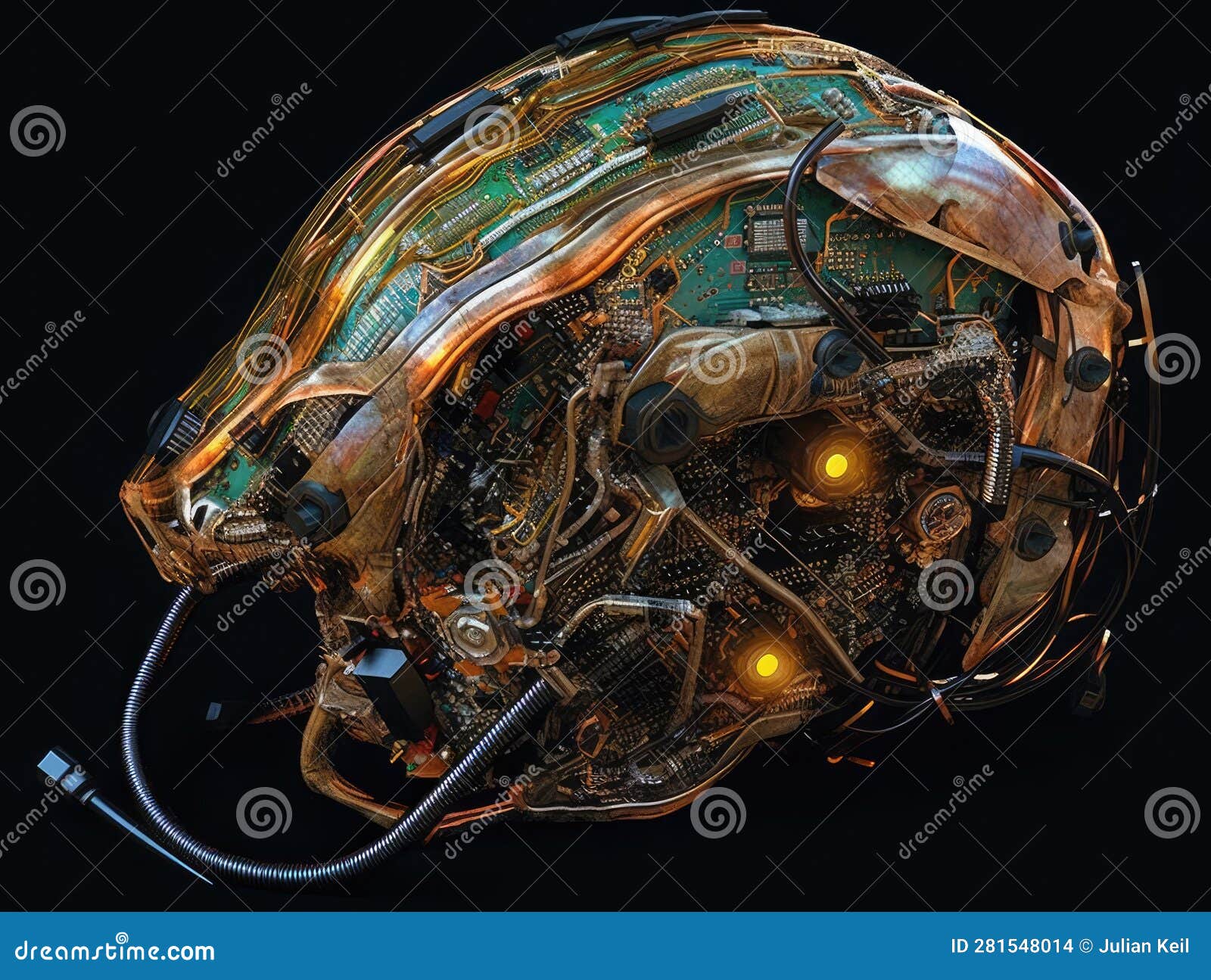 Glowing Cyberpunk Mask with Circuitry and AR Stock Illustration ...